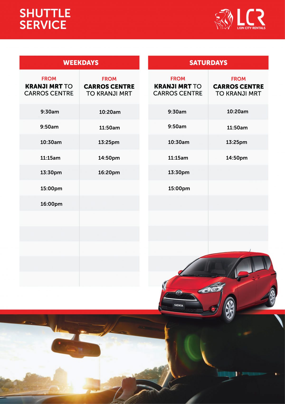 Complimentary Shuttle - Lion City Rentals